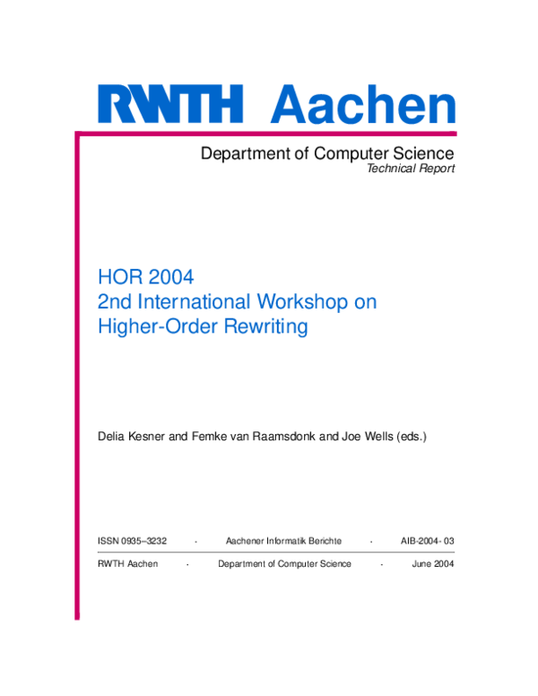 (PDF) Higher-Order Rewriting