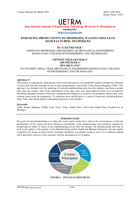 (PDF) ENHANCING PRODUCTIVITY BY MINIMIZING WASTES USING LEAN ...