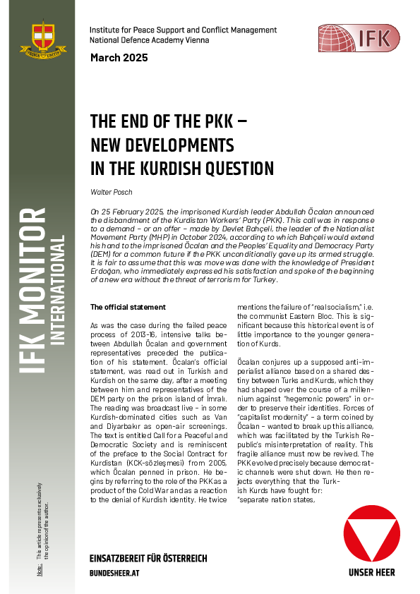 (PDF) The end of the PKK - new developments in the Kurdish question