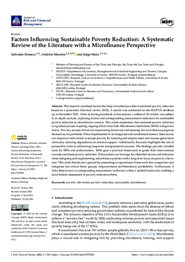 (PDF) Factors Influencing Sustainable Poverty Reduction: A Systematic Review of the Literature ...