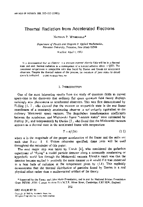 (PDF) Thermal radiation from accelerated electrons