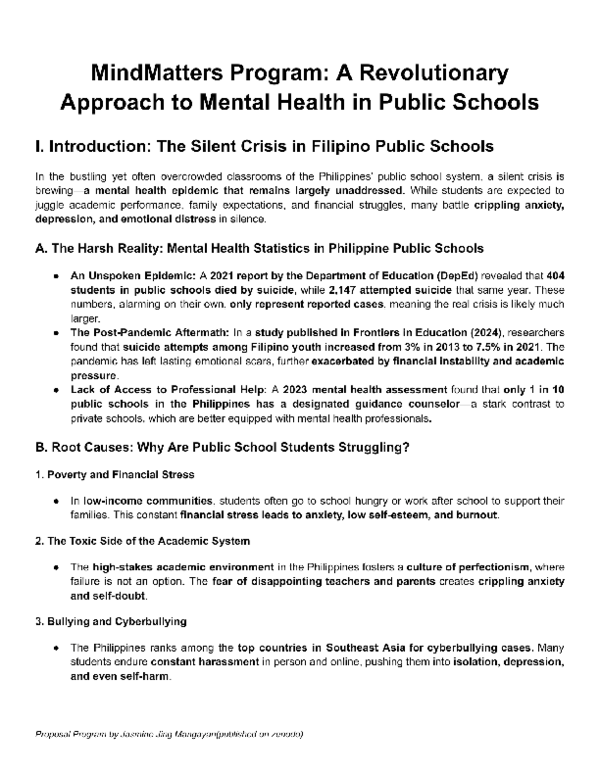 (PDF) MindMatters Program A Revolutionary Approach to Mental Health in ...