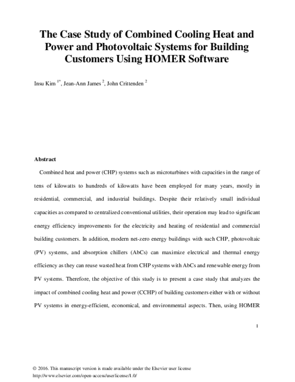 (PDF) The case study of combined cooling heat and power and ...
