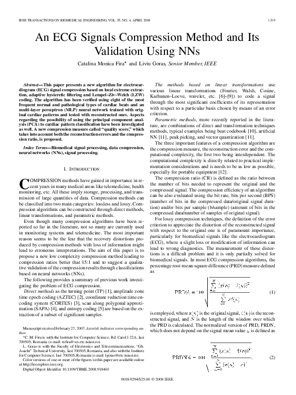 (PDF) An ECG Signals Compression Method and Its Validation Using NNs