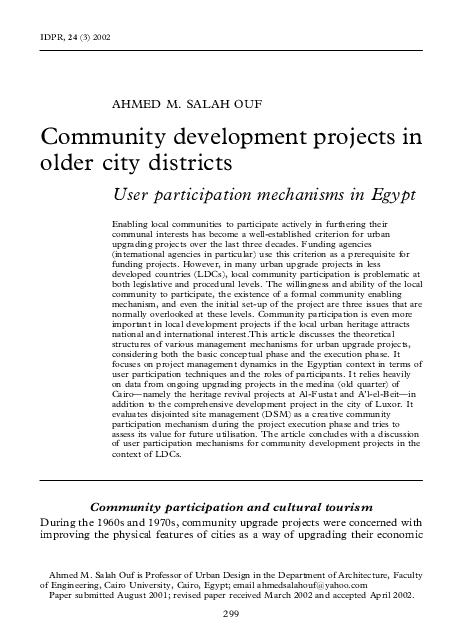 (PDF) Community development projects in older city districts: User ...