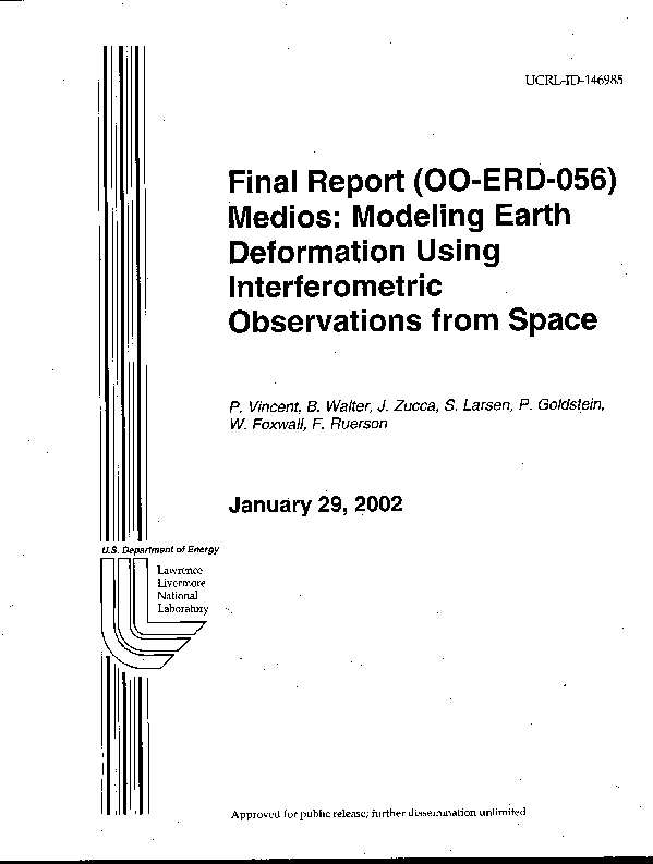 (PDF) Final Report (OO-ERD-056) MEDIOS: Modeling Earth Deformation ...
