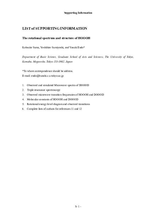 (PDF) The Rotational Spectrum and Structure of HOOOH