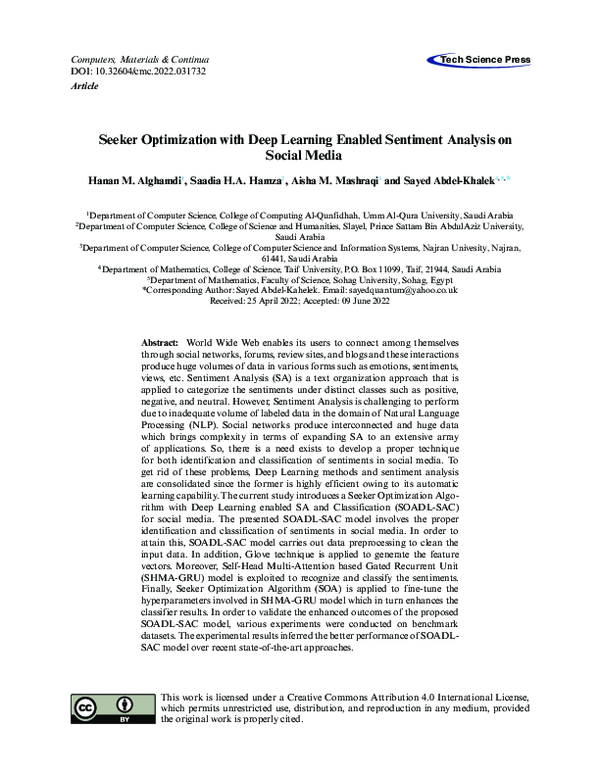 (PDF) Seeker Optimization with Deep Learning Enabled Sentiment Analysis on Social Media