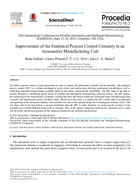 (PDF) Improvement of the Statistical Process Control Certainty in an ...