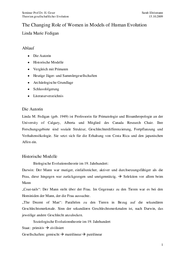 (PDF) The Changing Role of Women in Models of Human Evolution