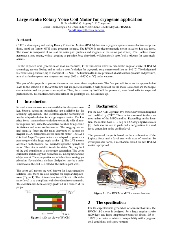 (PDF) Large stroke Rotary Voice Coil Motor for cryogenic application