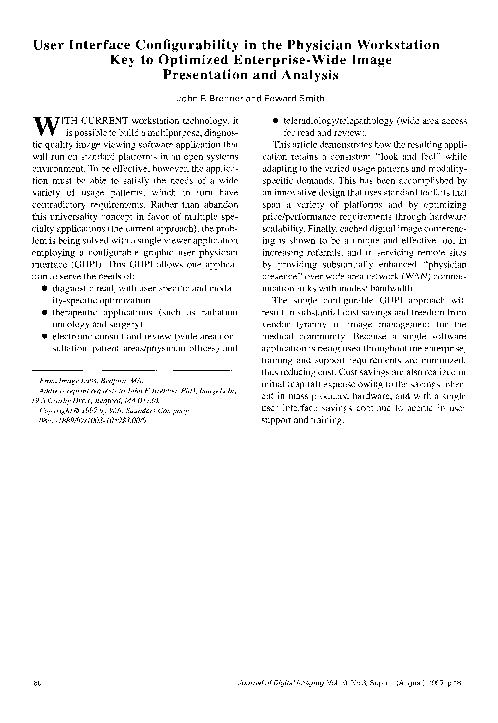 (PDF) User interface configurability in the physician workstation key to optimized enterprise ...