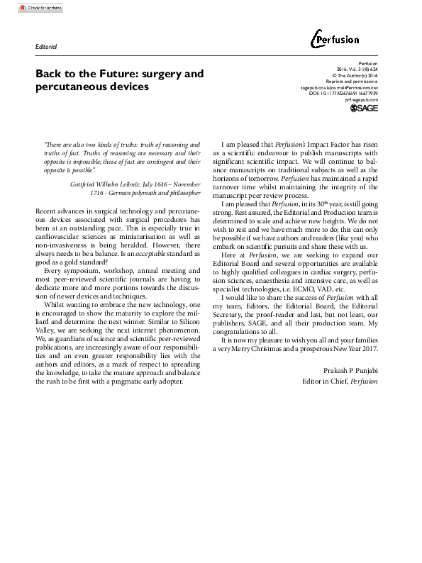 (PDF) Back to the Future: surgery and percutaneous devices
