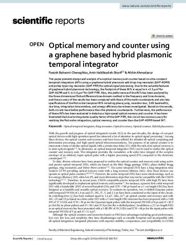 (PDF) Optical memory and counter using a graphene based hybrid plasmonic temporal integrator