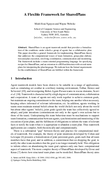 (PDF) A Flexible Framework for SharedPlans