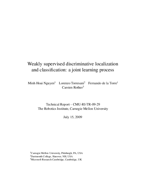 (PDF) Weakly supervised discriminative localization and classification: a joint learning process