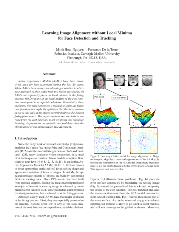 (PDF) Learning image alignment without local minima for face detection ...