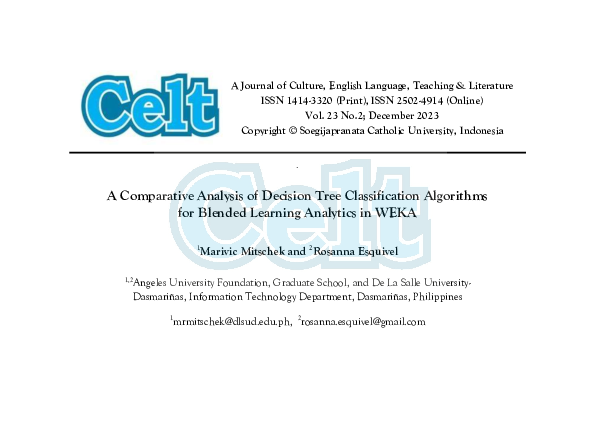 (PDF) A Comparative Analysis of Decision Tree Classification Algorithms for Blended Learning ...