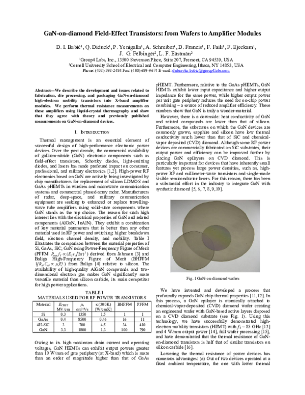(PDF) GaN-on-diamond field-effect transistors: from wafers to amplifier ...