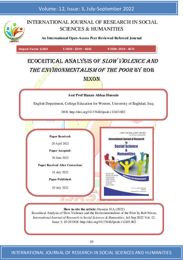 (PDF) Ecocritical Analysis of Slow Violence and the Environmentalism of ...