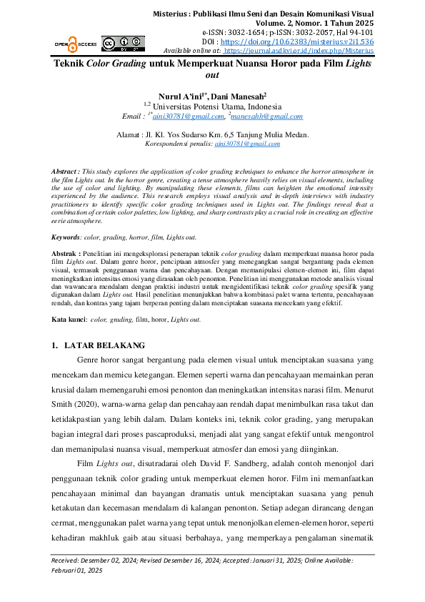 (PDF) Teknik Color Grading untuk Memperkuat Nuansa Horor pada Film ...