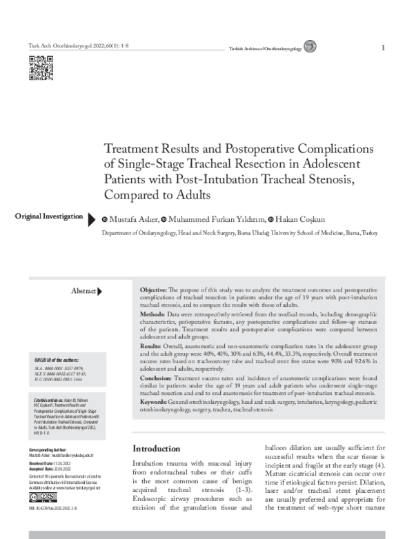 (PDF) Treatment Results and Postoperative Complications of Single-Stage ...