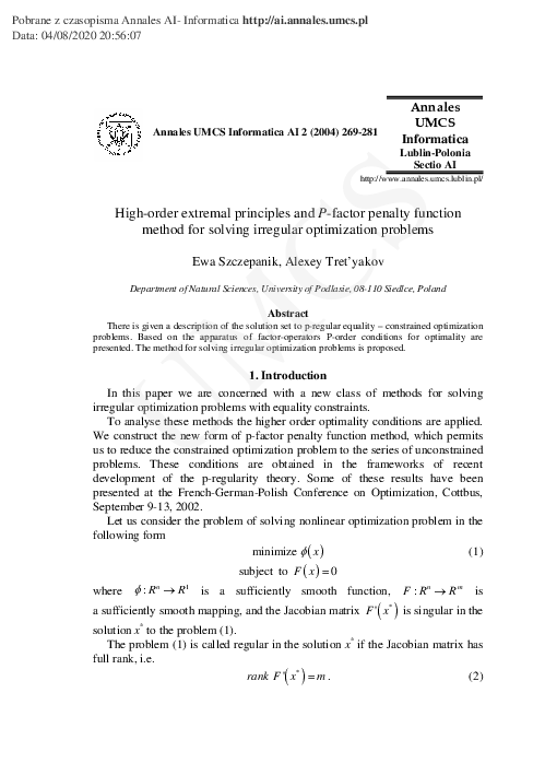 High-order extremal principles and P-factor penalty function method for ...