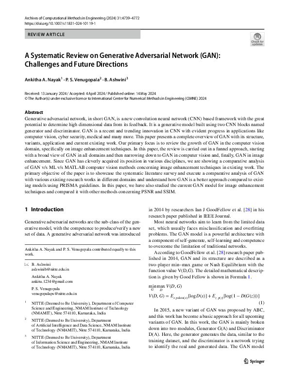 (PDF) A Systematic Review on Generative Adversarial Network (GAN): Challenges and Future Directions