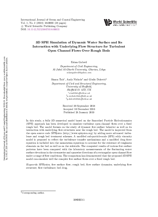 (PDF) 3D SPH Simulation of Dynamic Water Surface and Its Interaction with Underlying Flow ...