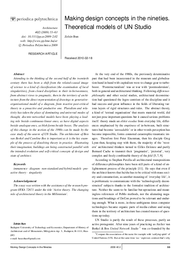 (PDF) Making design concepts in the nineties. Theoretical models of UN ...