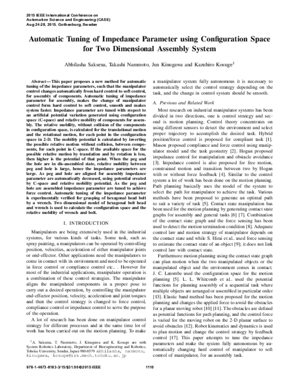 (PDF) Automatic tuning of impedance parameter using configuration space for two dimensional ...