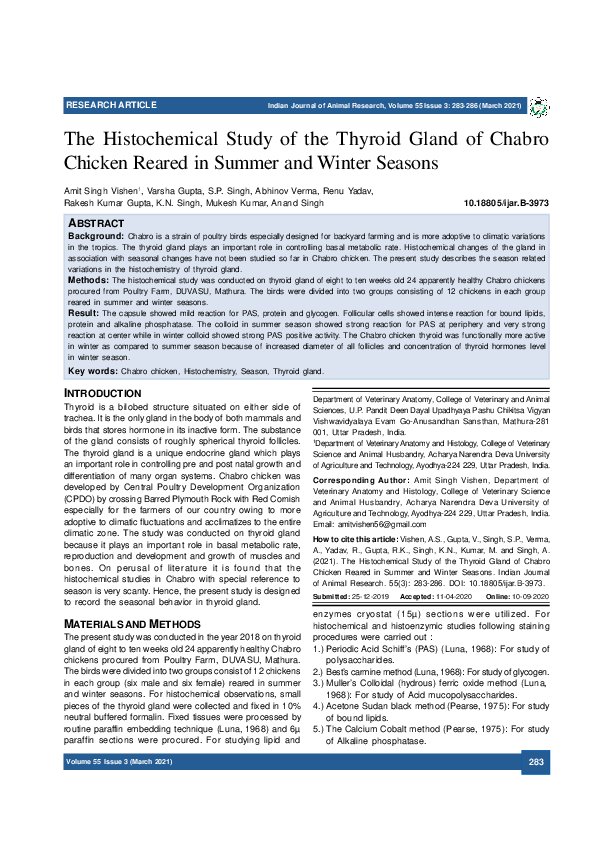 (PDF) The Histochemical Study of the Thyroid Gland of Chabro Chicken ...