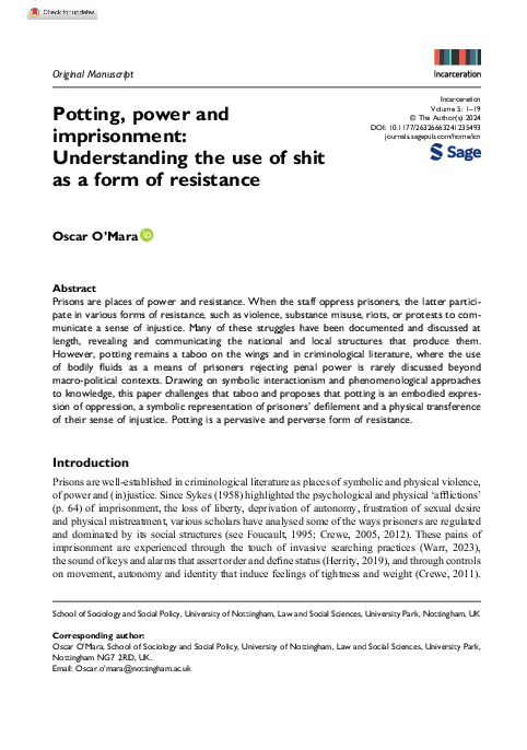 (PDF) Potting, power and imprisonment: Understanding the use of shit as ...