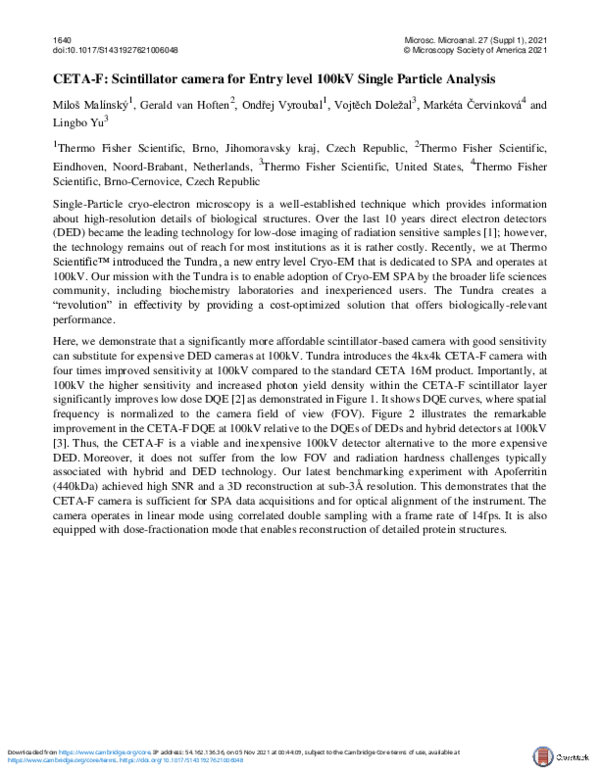 (PDF) CETA-F: Scintillator camera for Entry level 100kV Single Particle ...