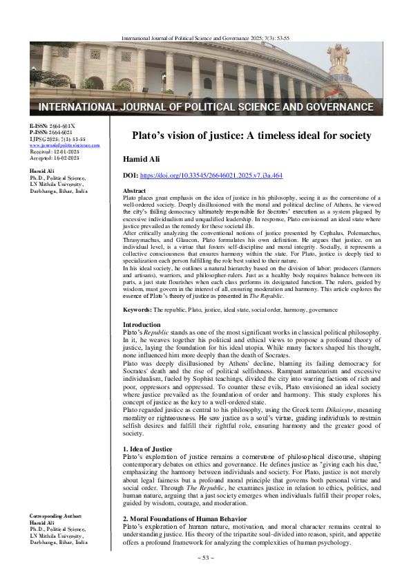 (PDF) Plato's vision of justice: A timeless ideal for society