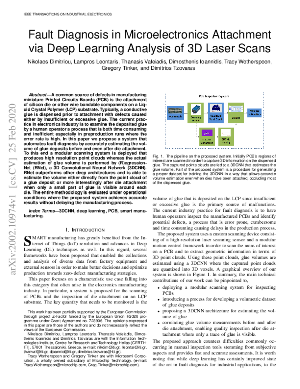 (PDF) Fault Diagnosis in Microelectronics Attachment Via Deep Learning Analysis of 3-D Laser Scans