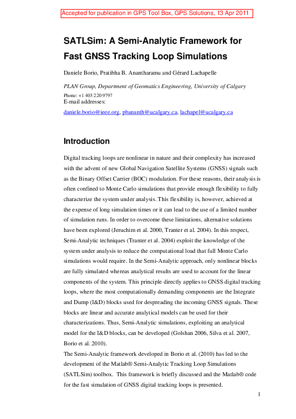 (PDF) SATLSim: a Semi-Analytic framework for fast GNSS tracking loop ...