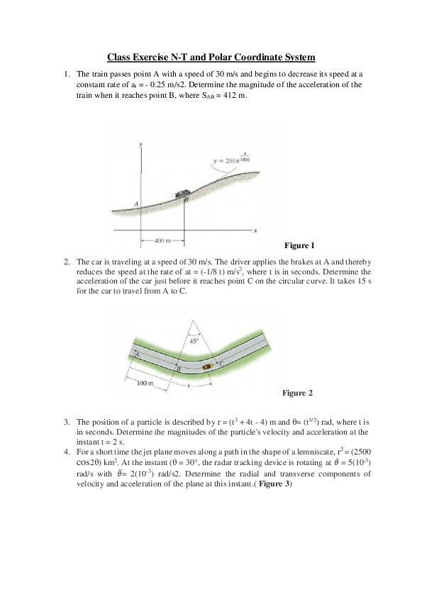 (PDF) Class Exercise N-T and Polar Coordinate System