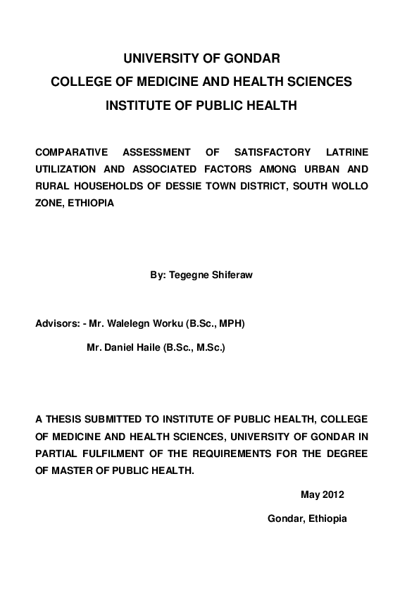 (PDF) Comparative Assessment of Satisfactory Latrine Utilization and ...