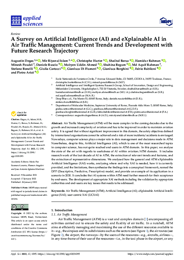 (PDF) A Survey on Artificial Intelligence (AI) and eXplainable AI in Air Traffic Management ...