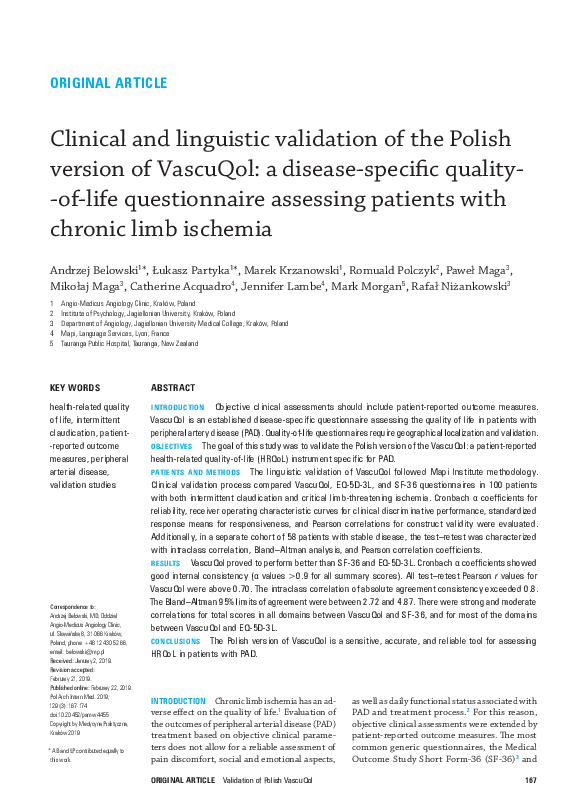 (PDF) Clinical and linguistic validation of the Polish version of ...