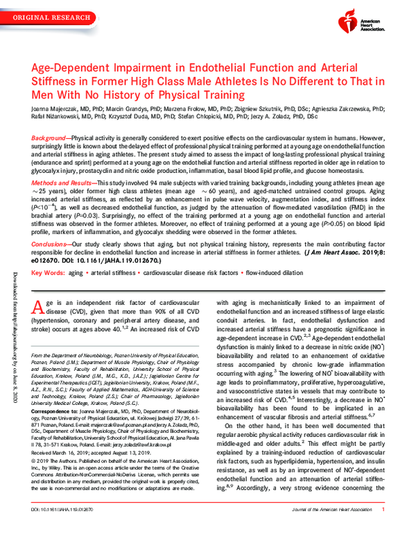 (PDF) Age‐Dependent Impairment in Endothelial Function and Arterial ...