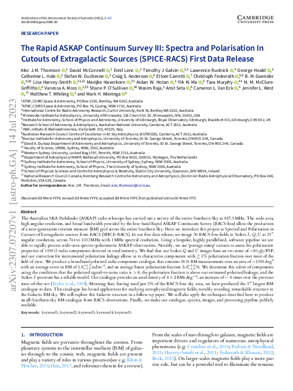 (PDF) The Rapid ASKAP Continuum Survey III: Spectra and Polarisation In Cutouts of Extragalactic ...