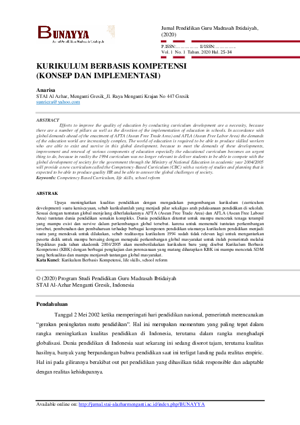(PDF) Kurikulum Berbasis Kompetensi (Konsep dan Implementasi)