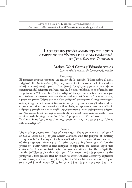 (PDF) La representación andinista del indio Campesino en Notas del alma ...