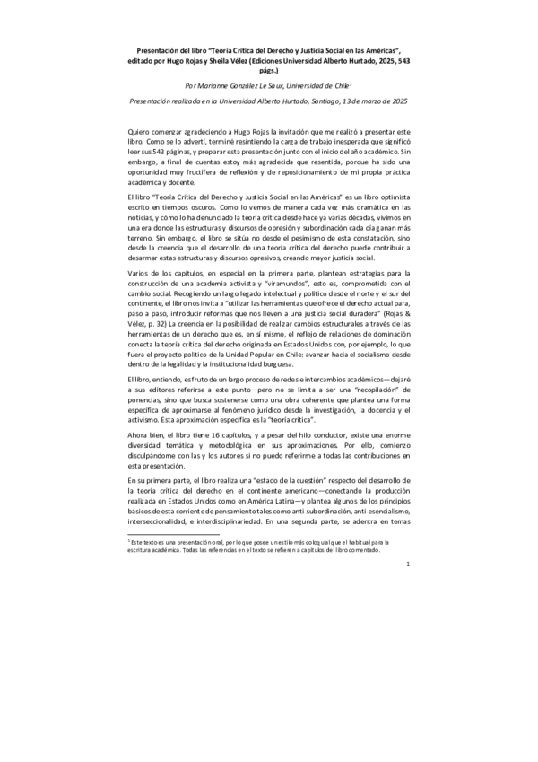 (PDF) Presentación del libro "Teoría Crítica del Derecho y Justicia ...