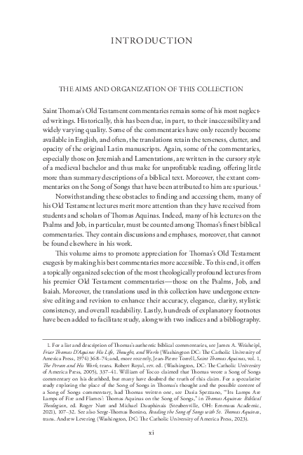 (PDF) Introduction to Thomas Aquinas: Selected Commentaries on the Old ...
