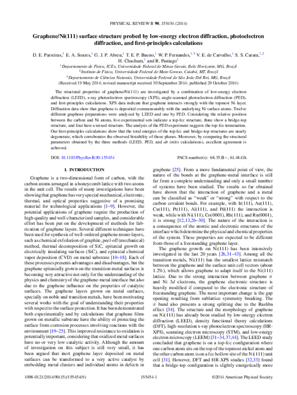 (PDF) Graphene/Ni(111) surface structure probed by low-energy electron diffraction ...