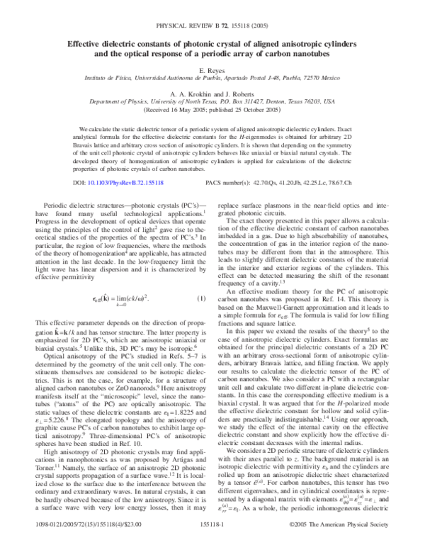 (PDF) Effective dielectric constants of photonic crystal of aligned ...