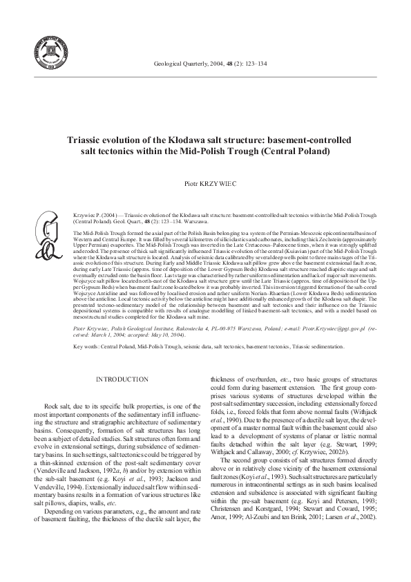 (PDF) Triassic evolution of the Kłodawa salt structure: basement ...